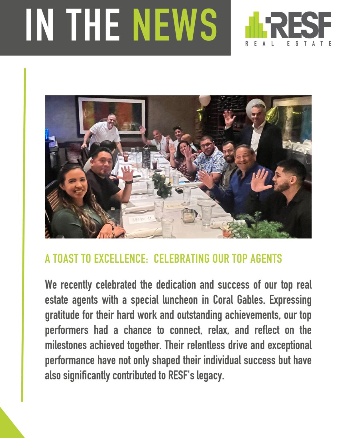A Toast to Excellence: Celebrating Our Top Agents - RESF RESF